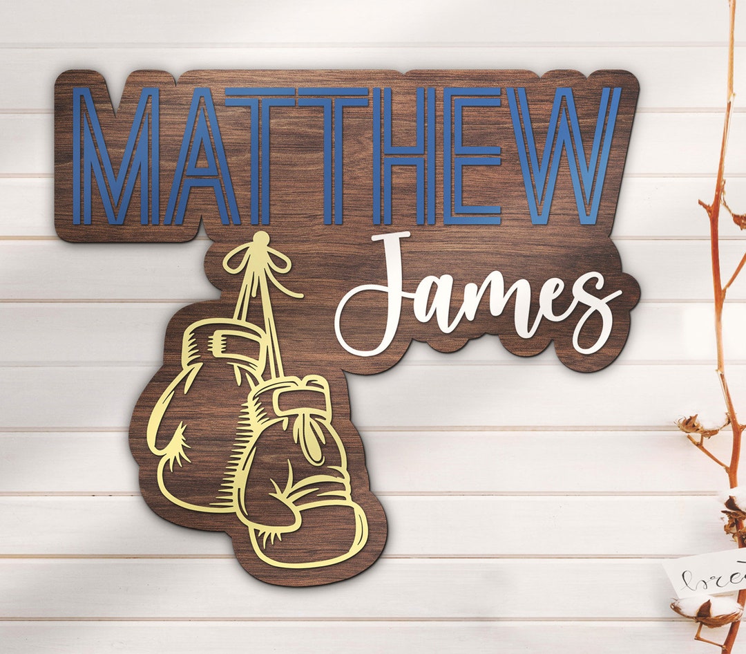Custom Boxing 3D Wood Nursery Name Sign Personalized Large Wooden Boxer ...