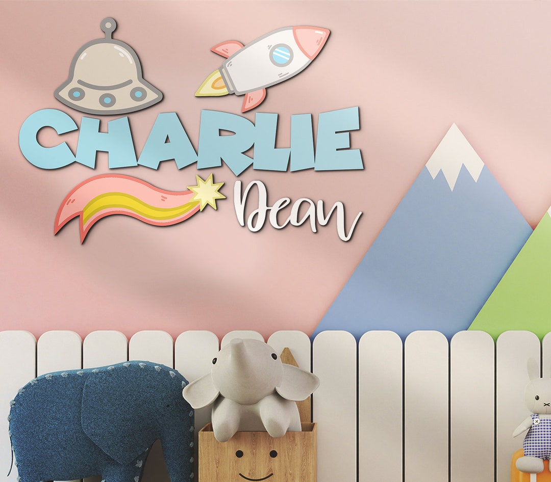 Custom Moon&star Last Name Wood Nursery Name Sign Personalized ...