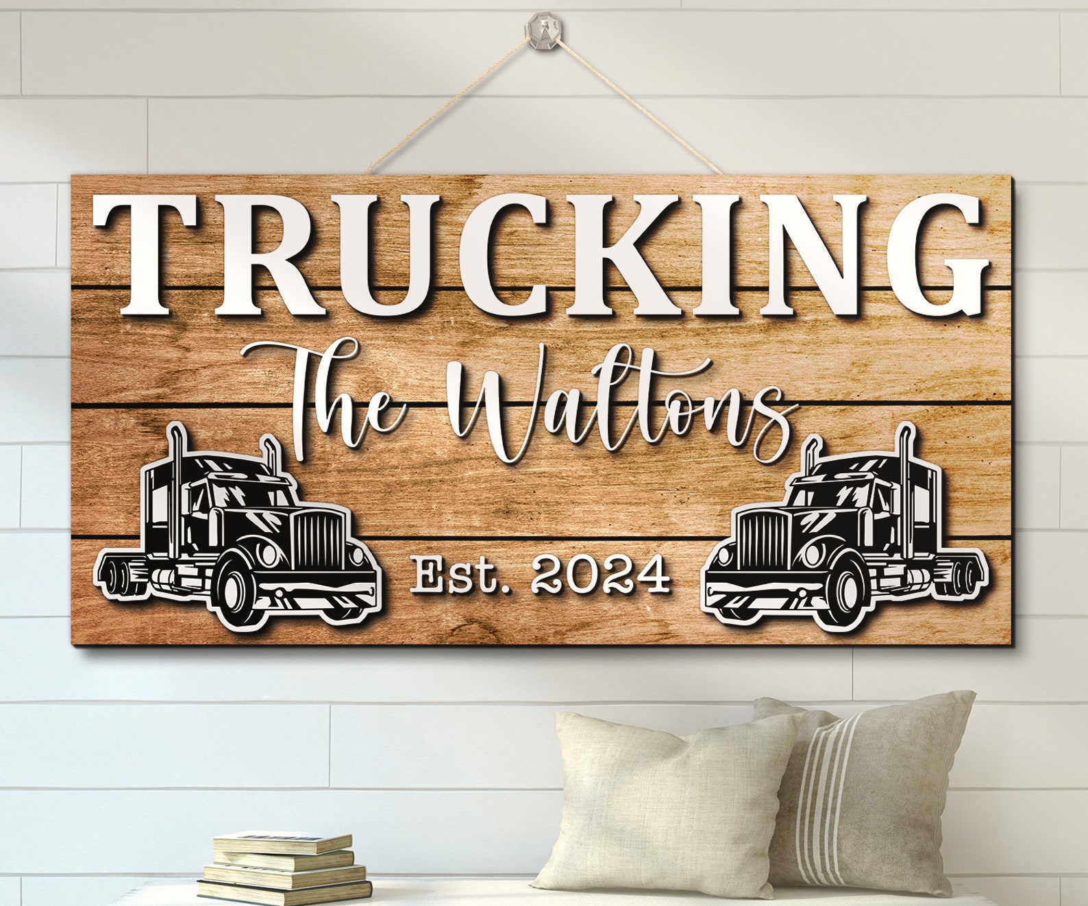 Custom Semi Truck Wood Name Sign Personalized Trucking Trucker Name ...