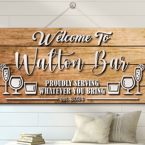 Custom Welcome Bar for Kitchen Last Name Wood Pallet Sign Personalized ...