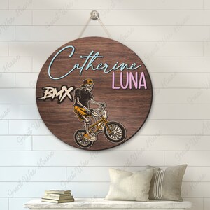 Custom BMX Bike 3D Wood Name Sign Personalized Bicycle Racing Wooden ...