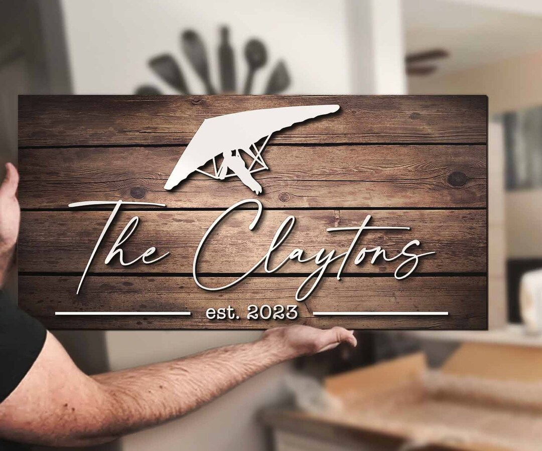 Custom Hang Gliding Sport Wood Name Sign Personalized Hang Gliding ...