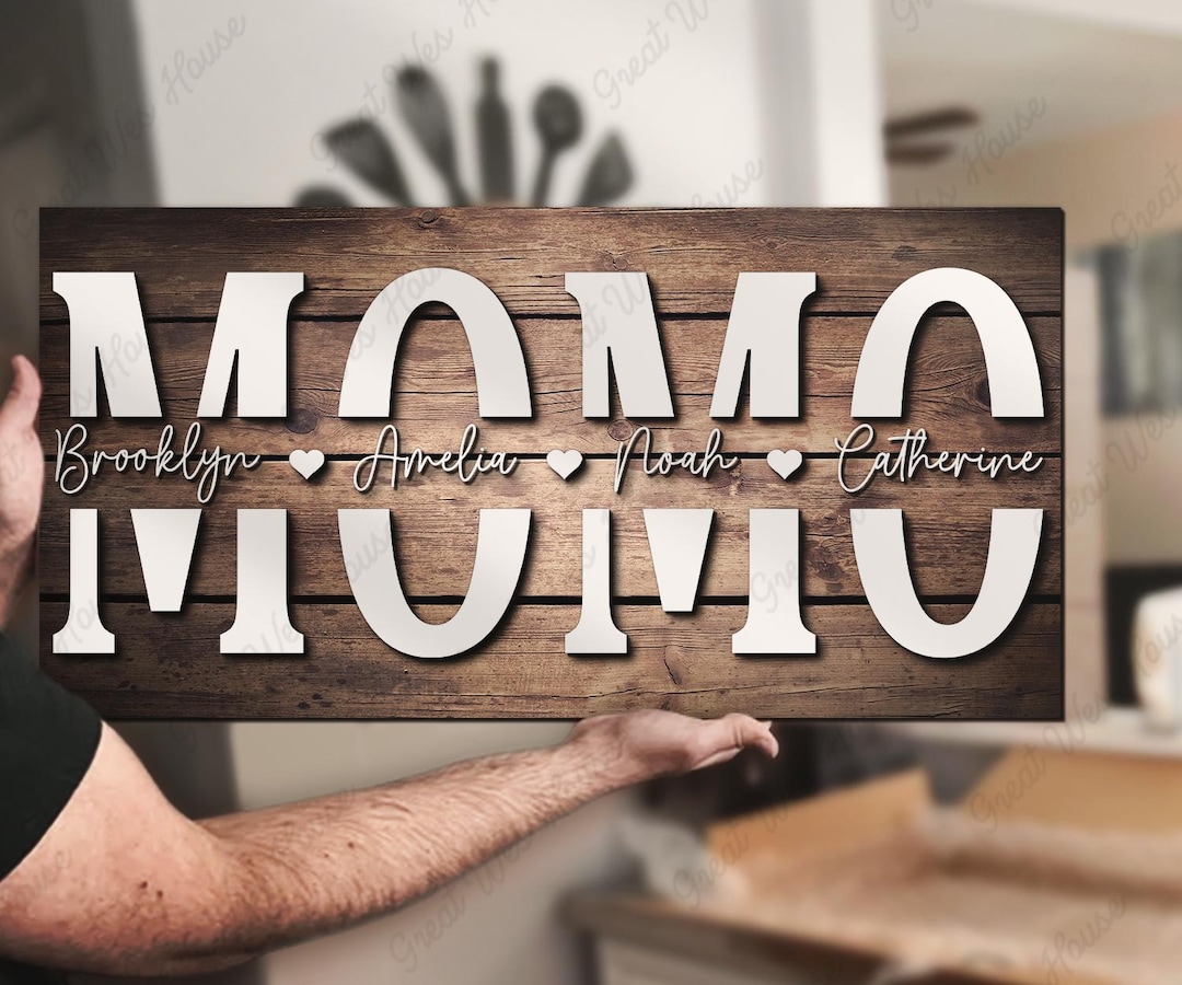 Custom Momo Mothers Day Kid 3D Name Wood Sign Personalized Mothers Day ...