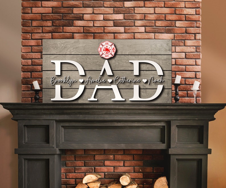 Custom Firefighter Maltese Dad Kid Name Wood Sign Personalized Woodence ...