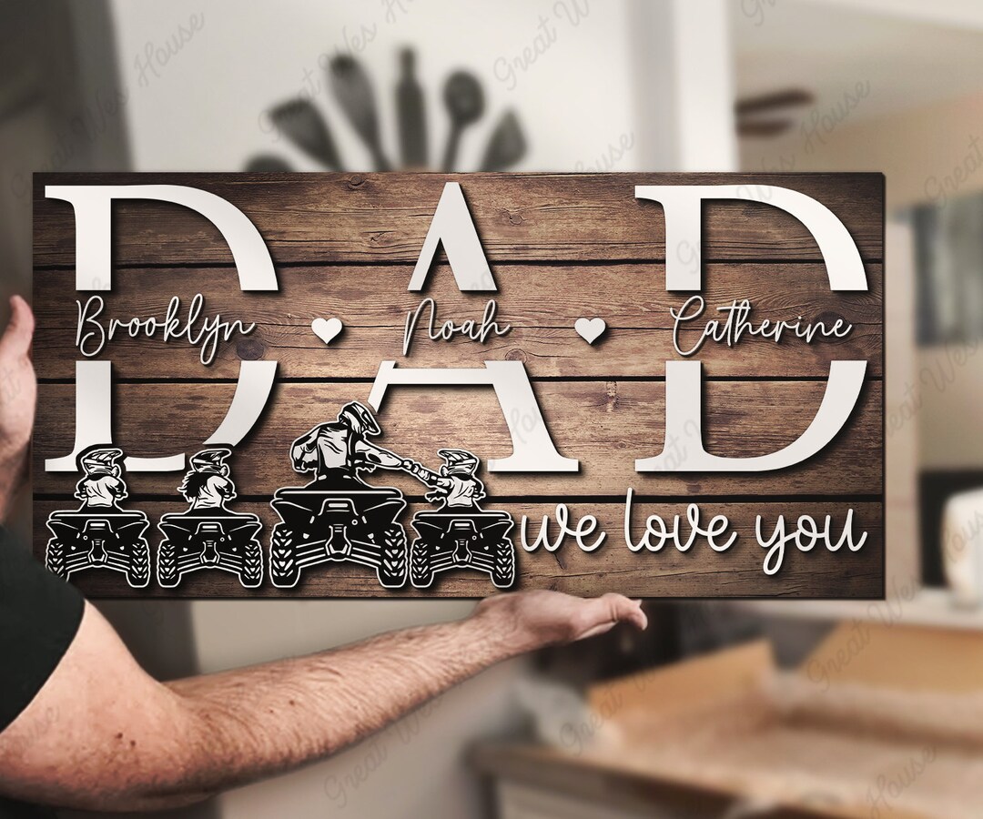 Custom 4 Wheelers Biker Dad Kid Son Daughter Name Wood Sign ...
