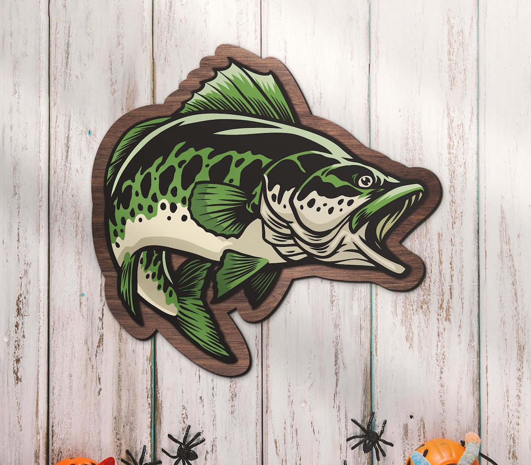 Largemouth Bass Fishing Wood Fish Sign Large Wooden Fisher Name Hanging ...