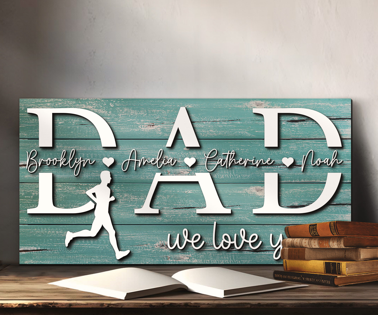 Custom Trail Running Dad Kids Name Wood Sign Personalized - Etsy