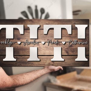 Custom Titi Mothers Day Kid 3D Name Wood Sign Personalized Mothers Day ...