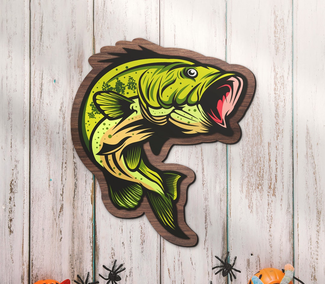 Bass Fishing Wood Fish Sign Large Wooden Fisher Name Hanging Door ...