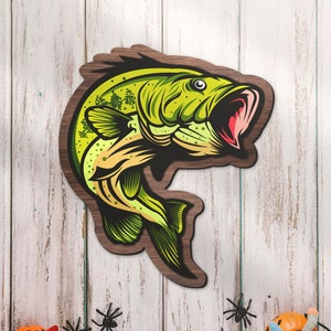 Bass Fishing Wood Fish Sign Large Wooden Fisher Name Hanging Door ...