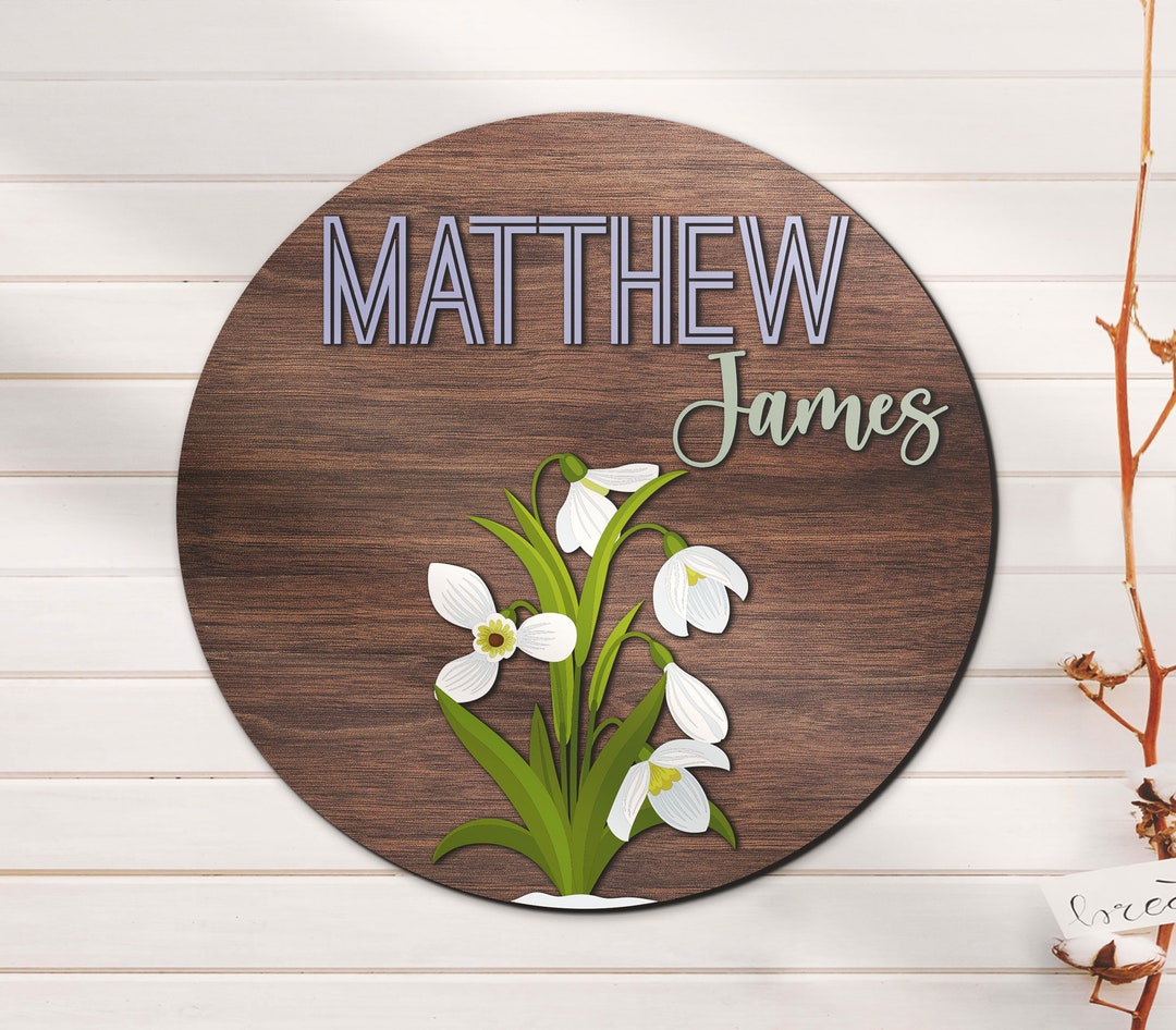 Custom Snowdrop Flower Kid 3D Wood Nursery Name Sign Personalized Large ...