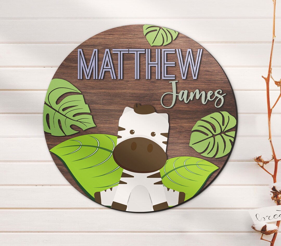 Custom Zebras Animal 3D Wood Nursery Name Sign Personalized Safari ...