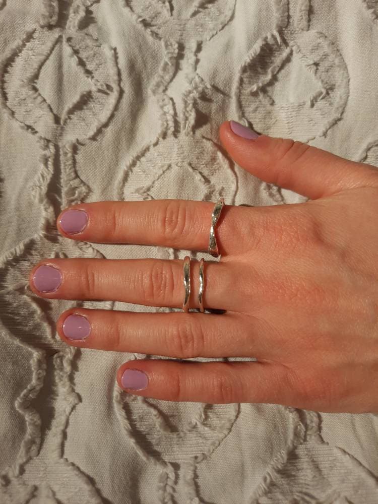 Molten Silver Ring Organic Wobbly Stacking Ring Band - Etsy.de