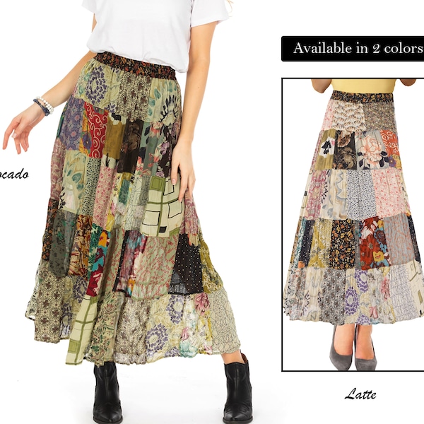 Long Patchwork Skirt - Etsy