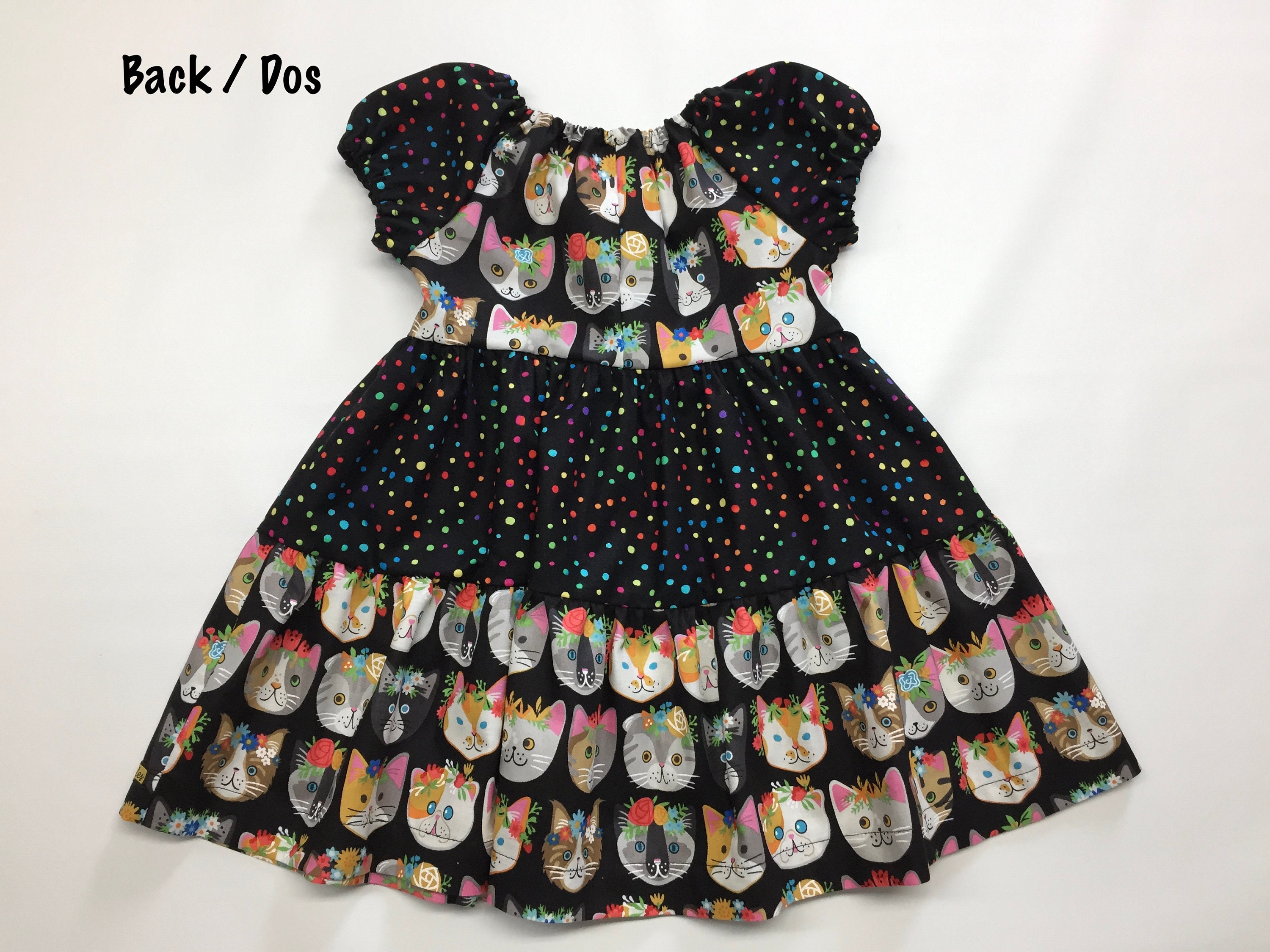 Cats Dress Layers Ruffle Dress With Cats Design Boho Dress - Etsy UK
