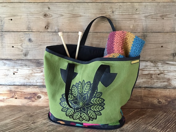 Tote bag Best Reusable tote bag Knitting Bag Large colorful | Etsy