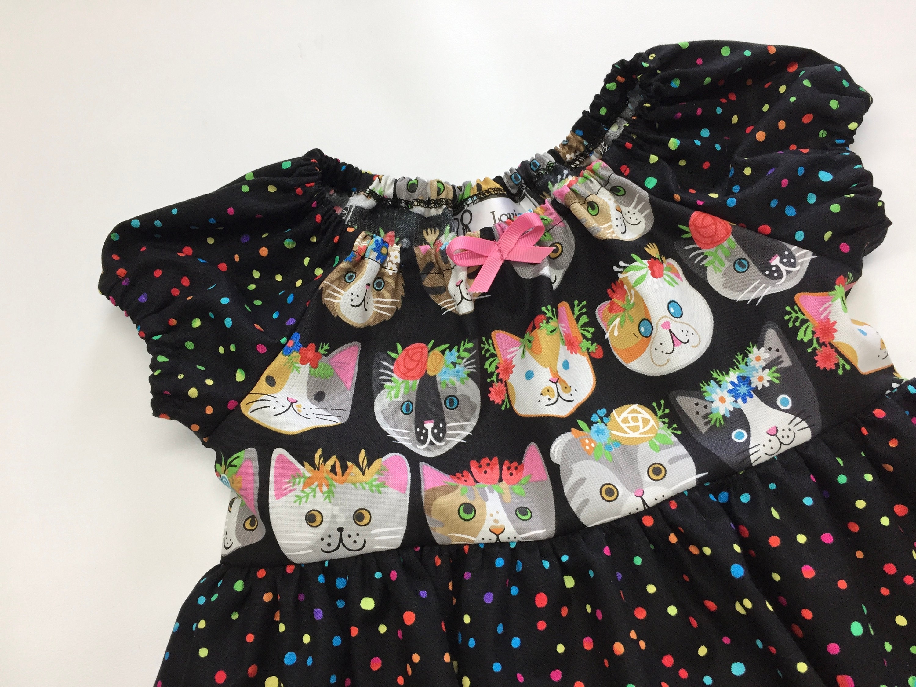 Cats Dress Layers Ruffle Dress With Cats Design Boho Dress - Etsy UK