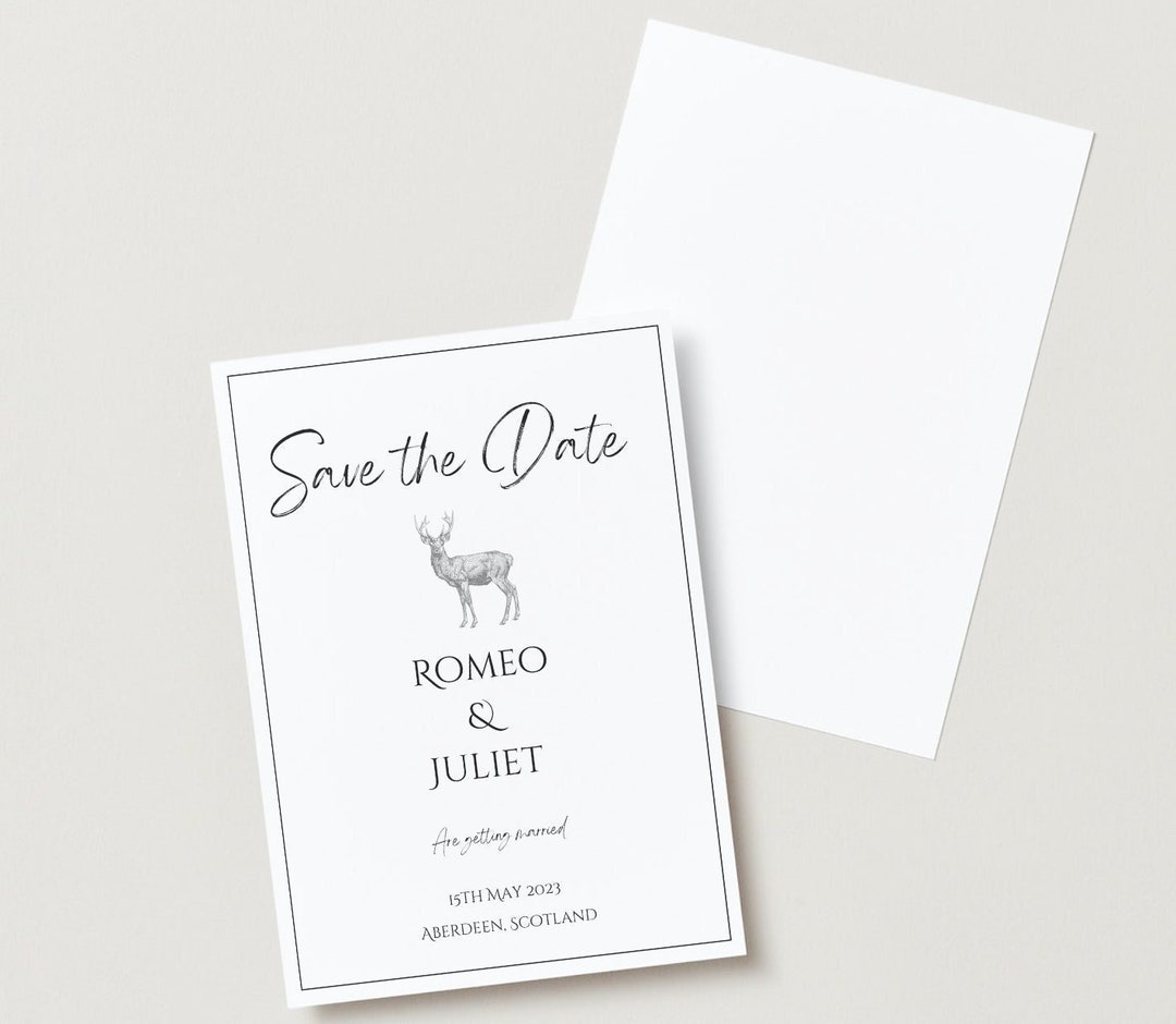 Minimal Stag Save the Date Template, Modern Wedding Save the Date ...
