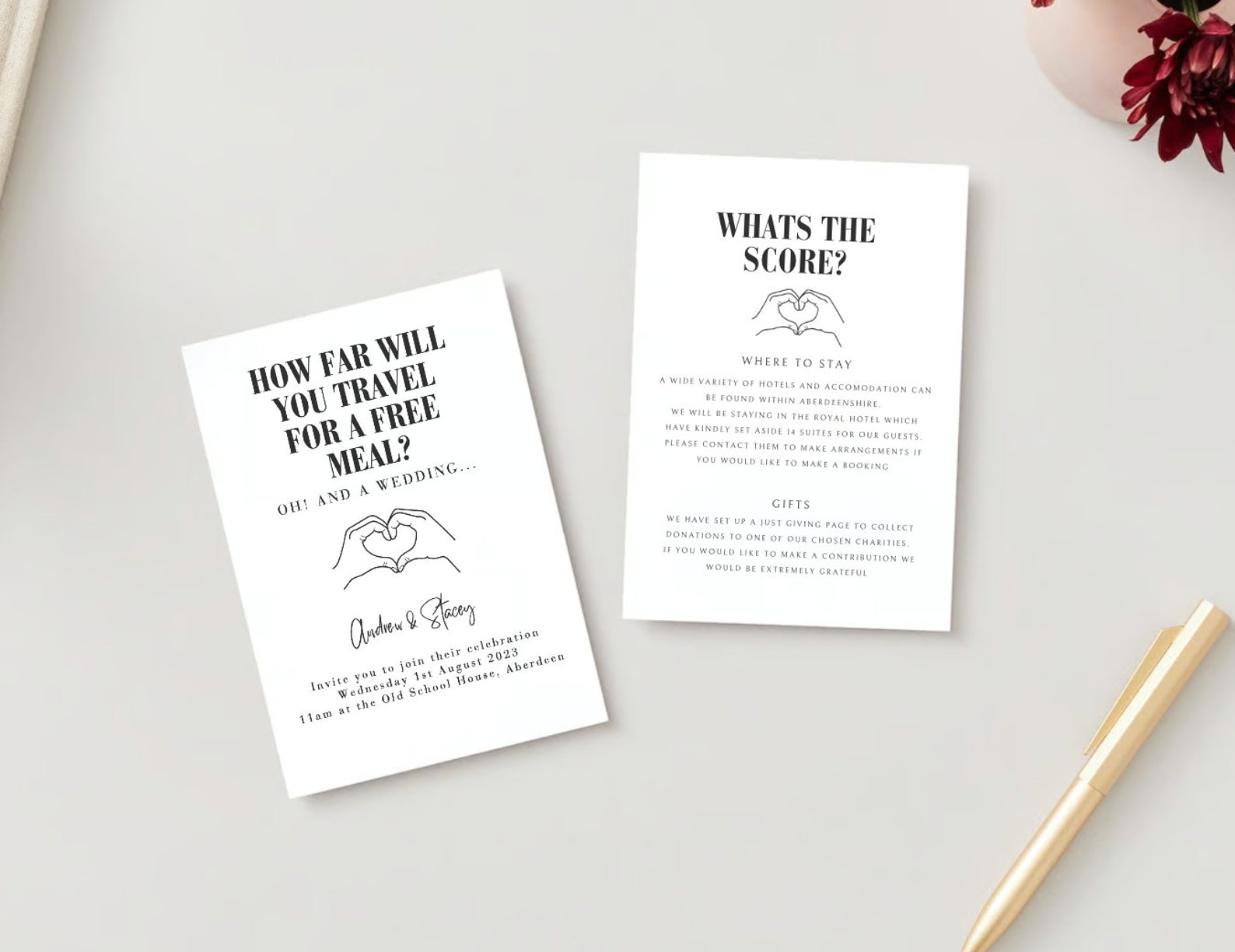 Funny Wedding Details Template Modern Wedding Invitation - Etsy