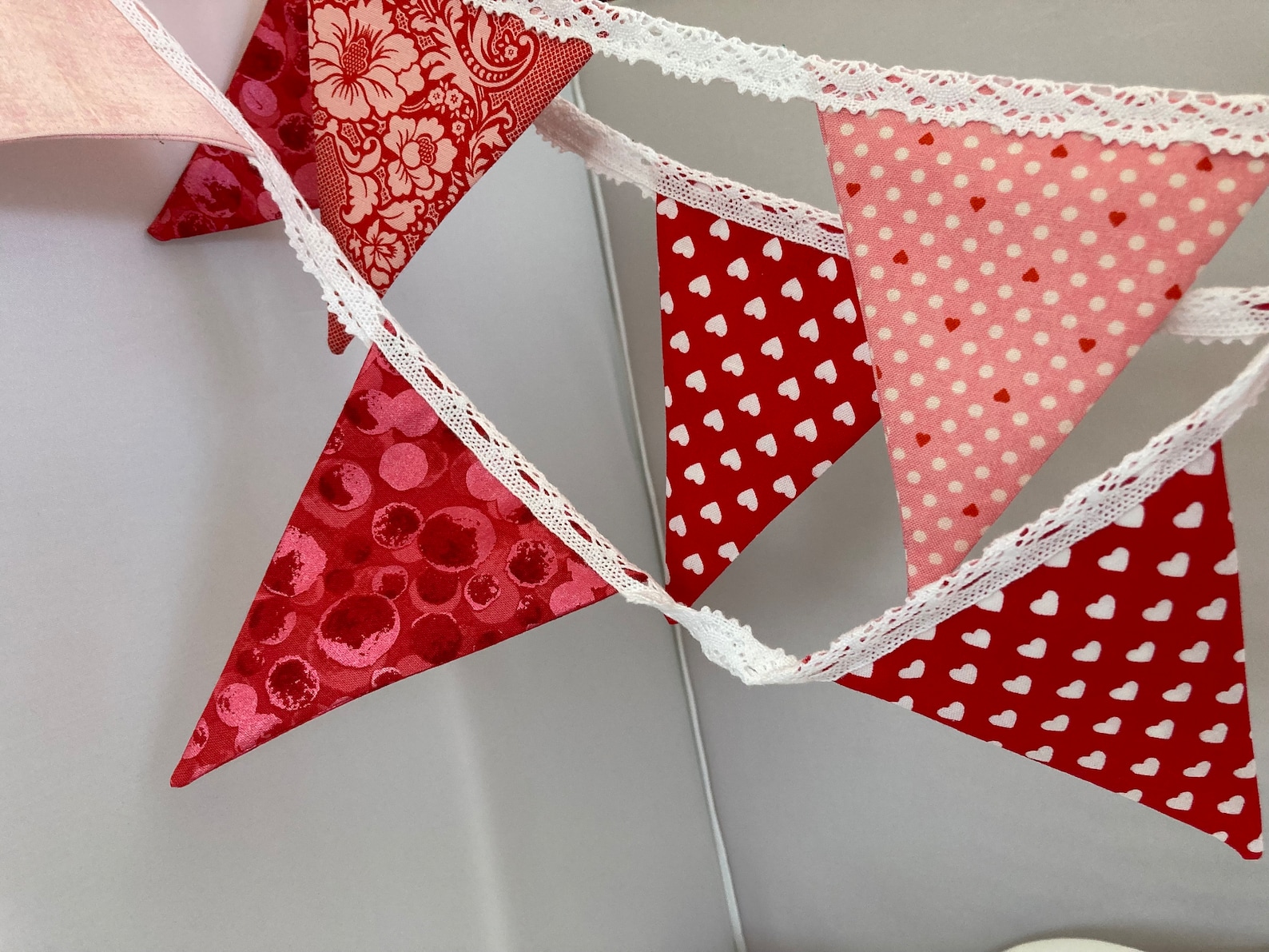 Valentine’s Bunting. Red, Pink and White Decorations. Love Day. Priced ...