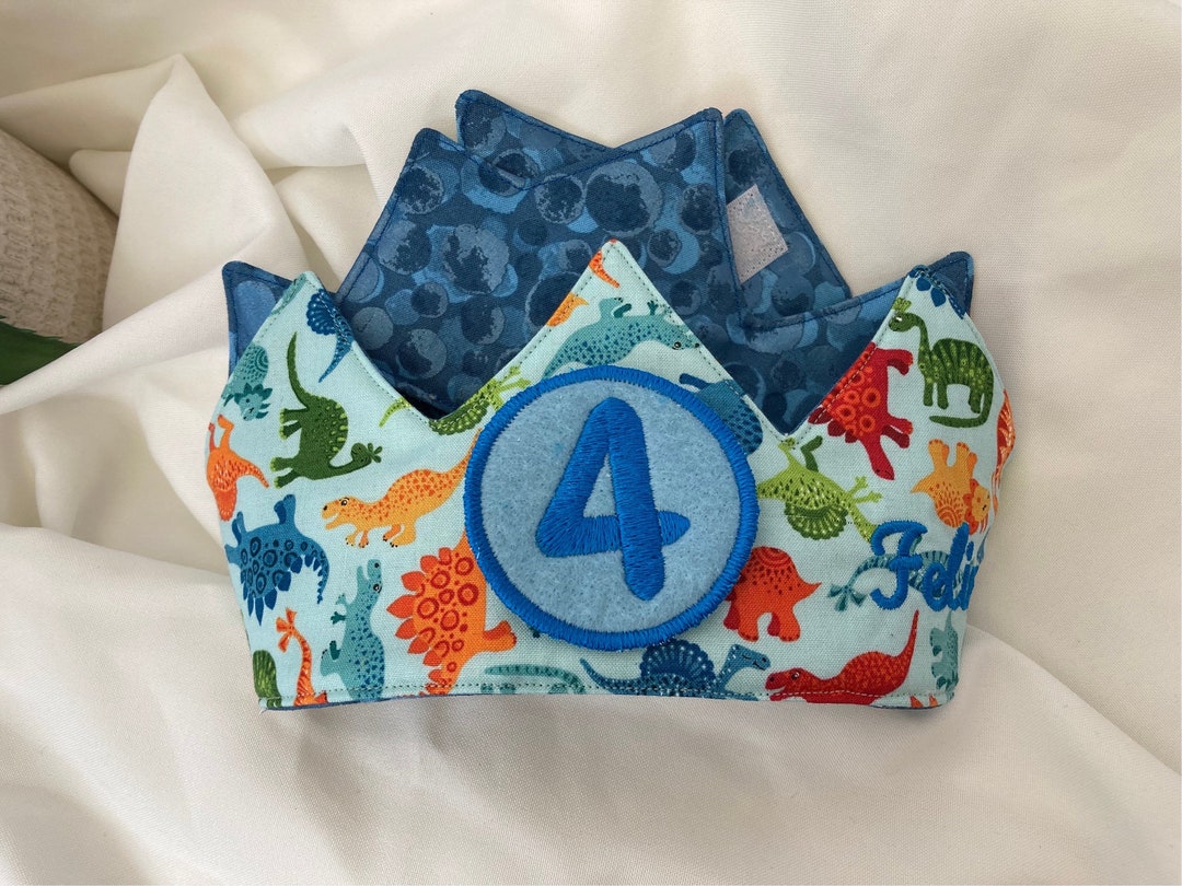 Birthday Crown. Dinosaur. Boy or Girl. Fabric and Reusable - Etsy