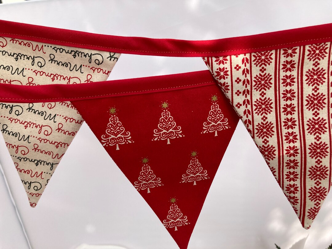 Christmas Bunting. Classic Traditional Scandi. Cottagecore. Red and ...