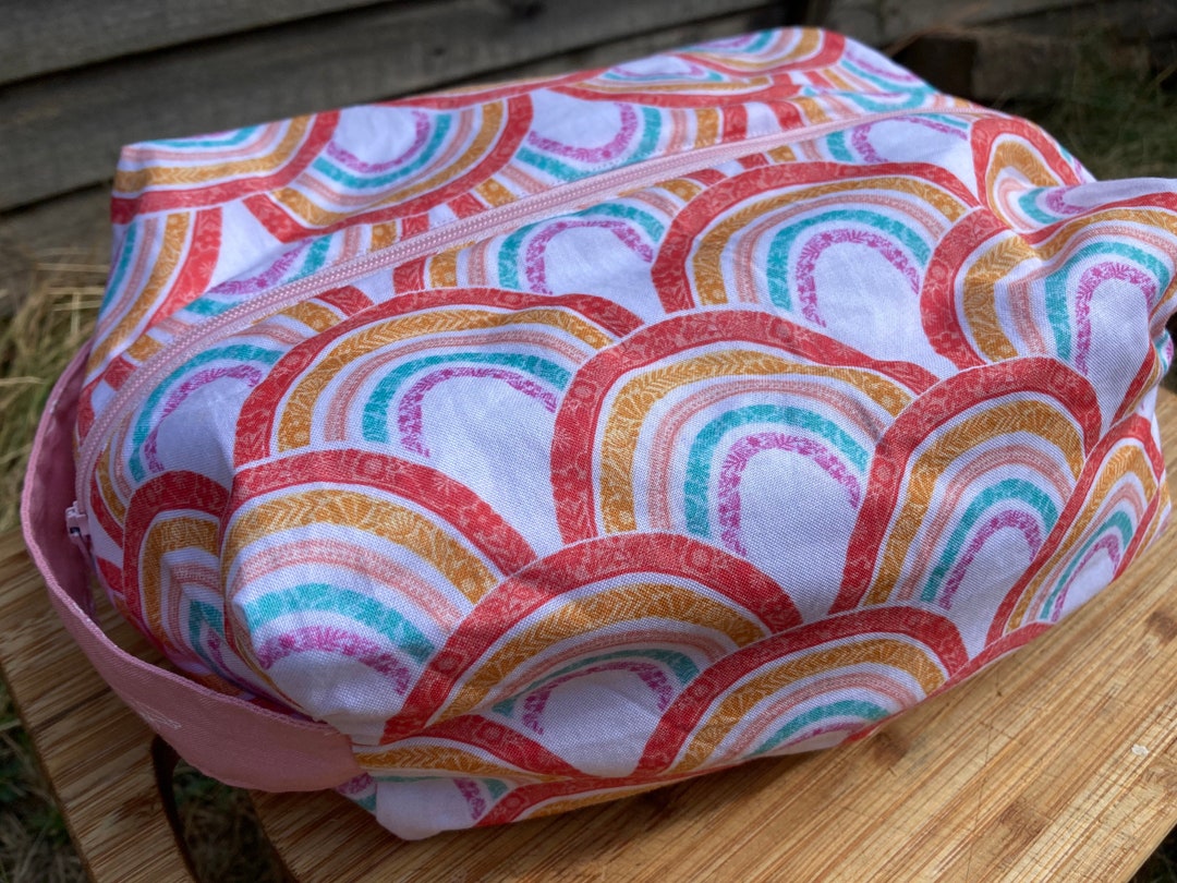 Cosmetic, Makeup Bag. Large. Rainbow Fabric - Etsy