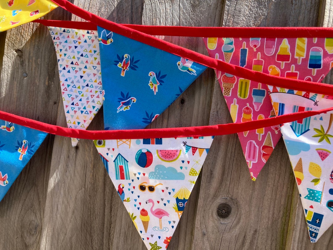 Fun Summer Bunting. Cotton Fabric. Beach, Ice Cream, Pool Party. Priced ...