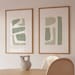 Set of 2 Green Abstract Printable Wall Art 2 Pieces Organic Aesthetic ...
