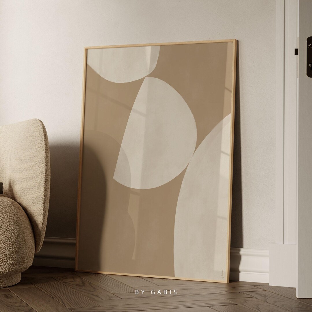 Neutral Abstract Wall Art Organic Shapes Poster Brown and Beige Print ...
