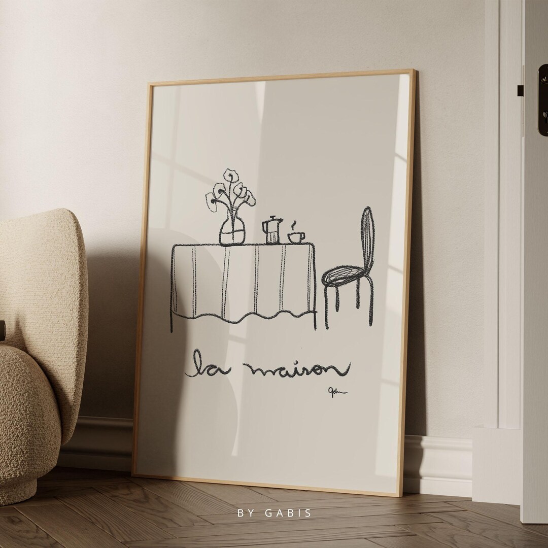 La Maison French Kitchen Print: Minimalist Coffee Poster (digital ...
