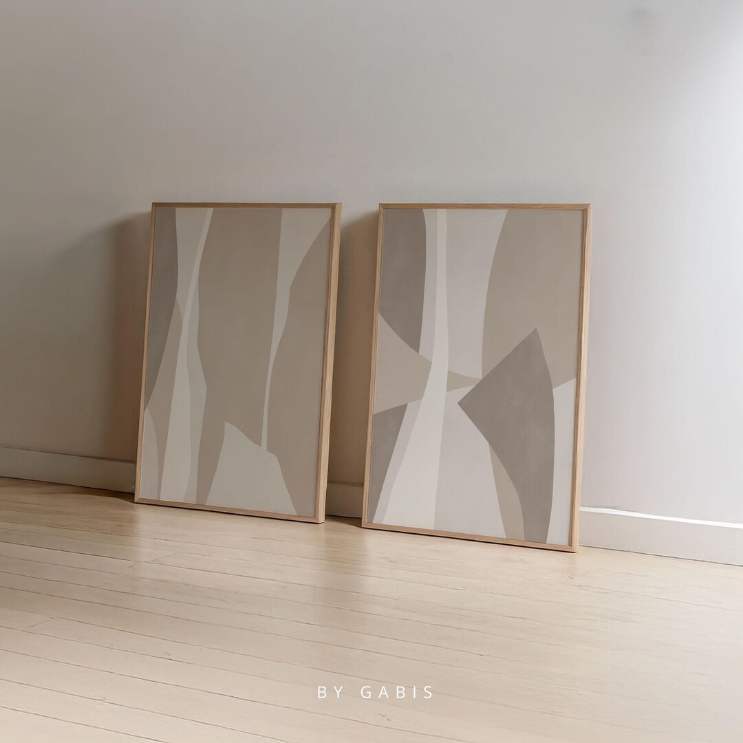 Neutral Abstract Art Prints: Modern Brown & Beige Poster ( Set of 2 ...