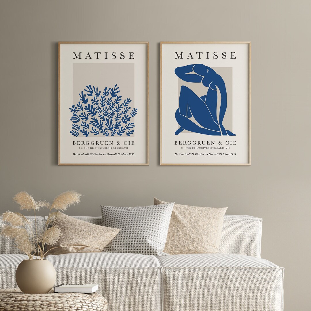 Set of 2 Blue Henri Matisse Printable Wall Art Abstract Woman - Etsy