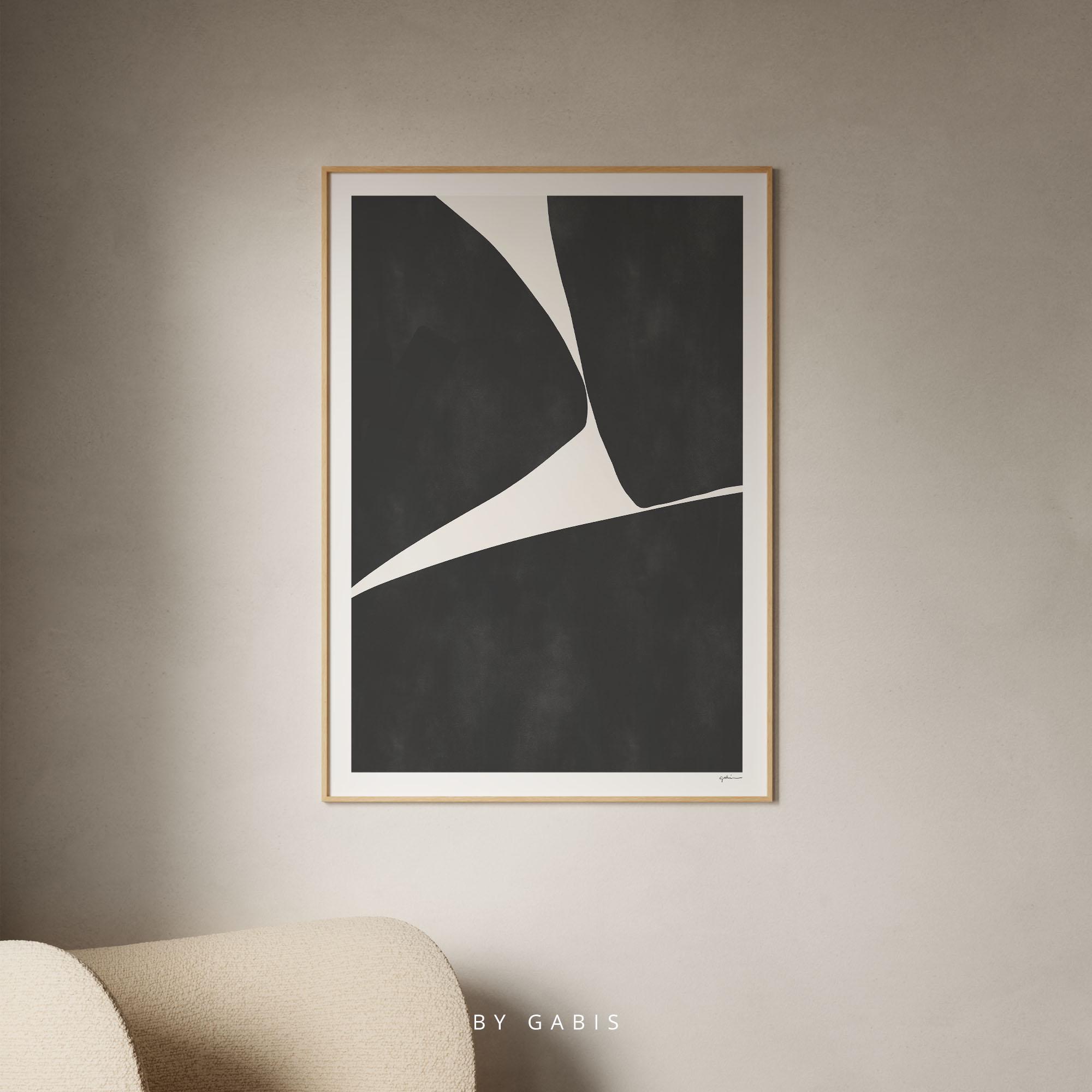 Black Abstract Shapes Art Print: Minimalist Modern Wall Decor (instant ...