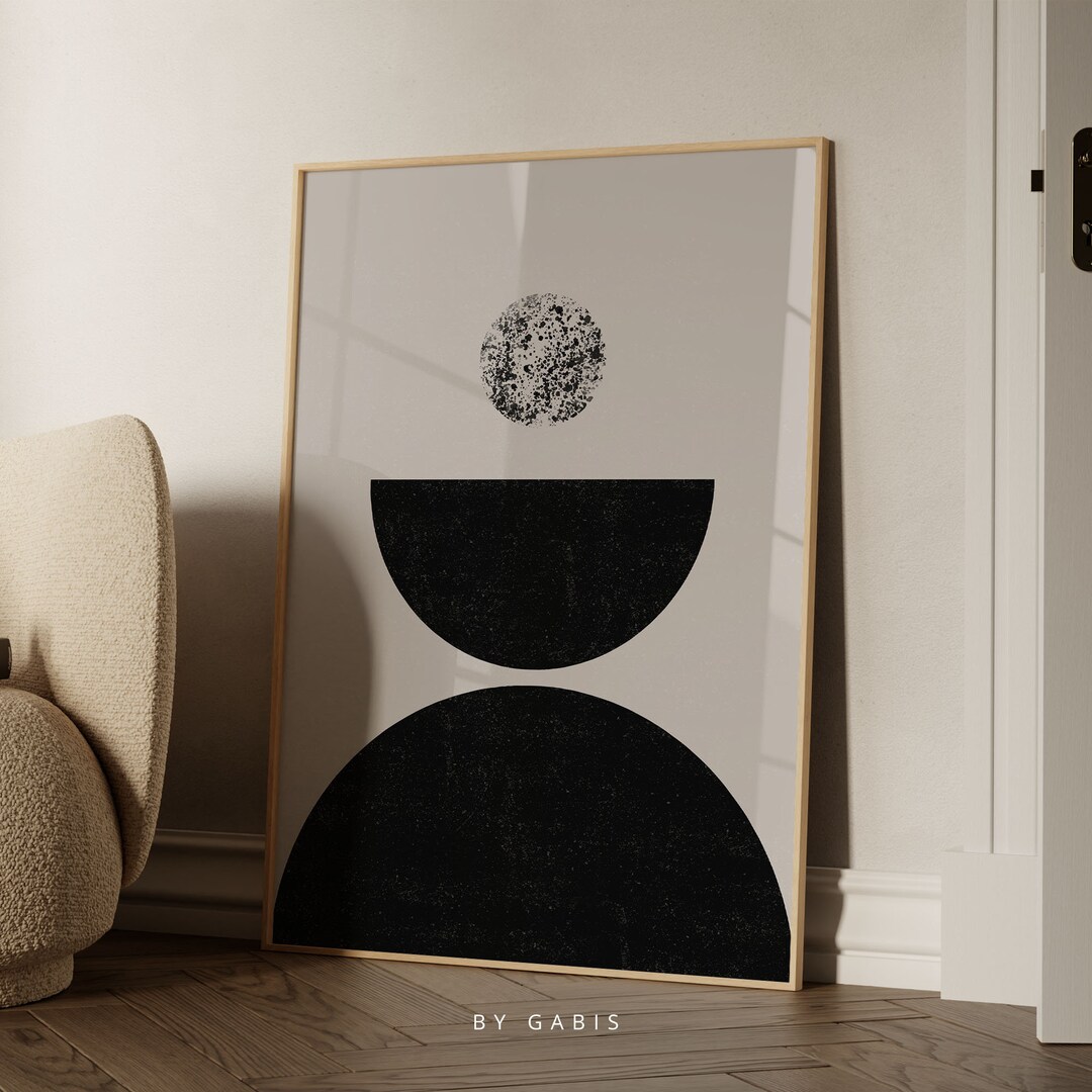 Mid Century Modern Printable Wall Art Black and Gray Print Geometric ...