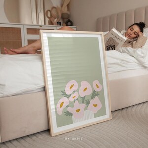 Botanical Printable Wall Art Floral Sage Green Vintage Exhibition Pink ...