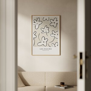 Les Fleurs Printable Wall Art Floral Vintage Exhibition Neutral Black ...