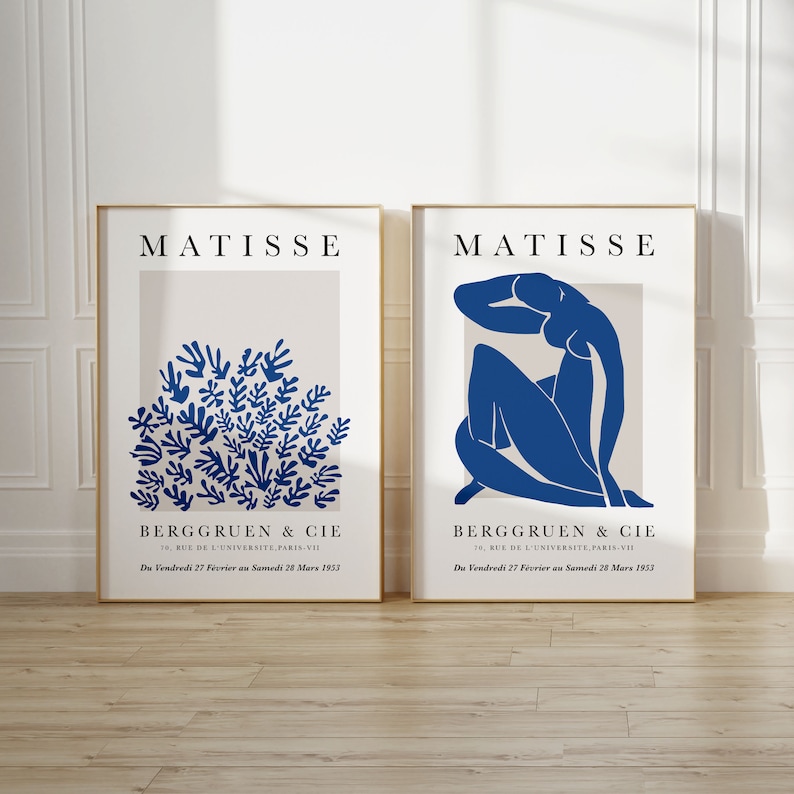 Set of 2 Blue Henri Matisse Printable Wall Art Abstract Woman | Etsy