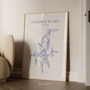 Les Fleurs Printable Wall Art Floral Vintage Exhibition Blue Beige ...