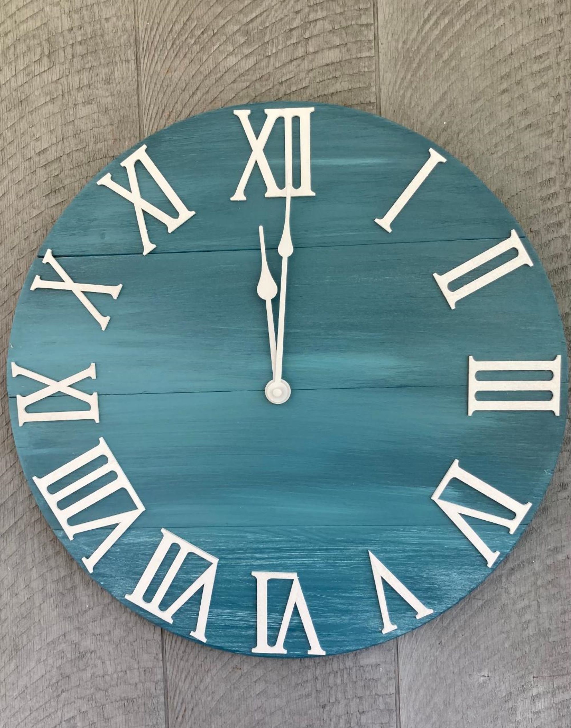 Blue Farmhouse Wall Clock, Blue Wall Clock, Roman Numeral Wall Clock ...