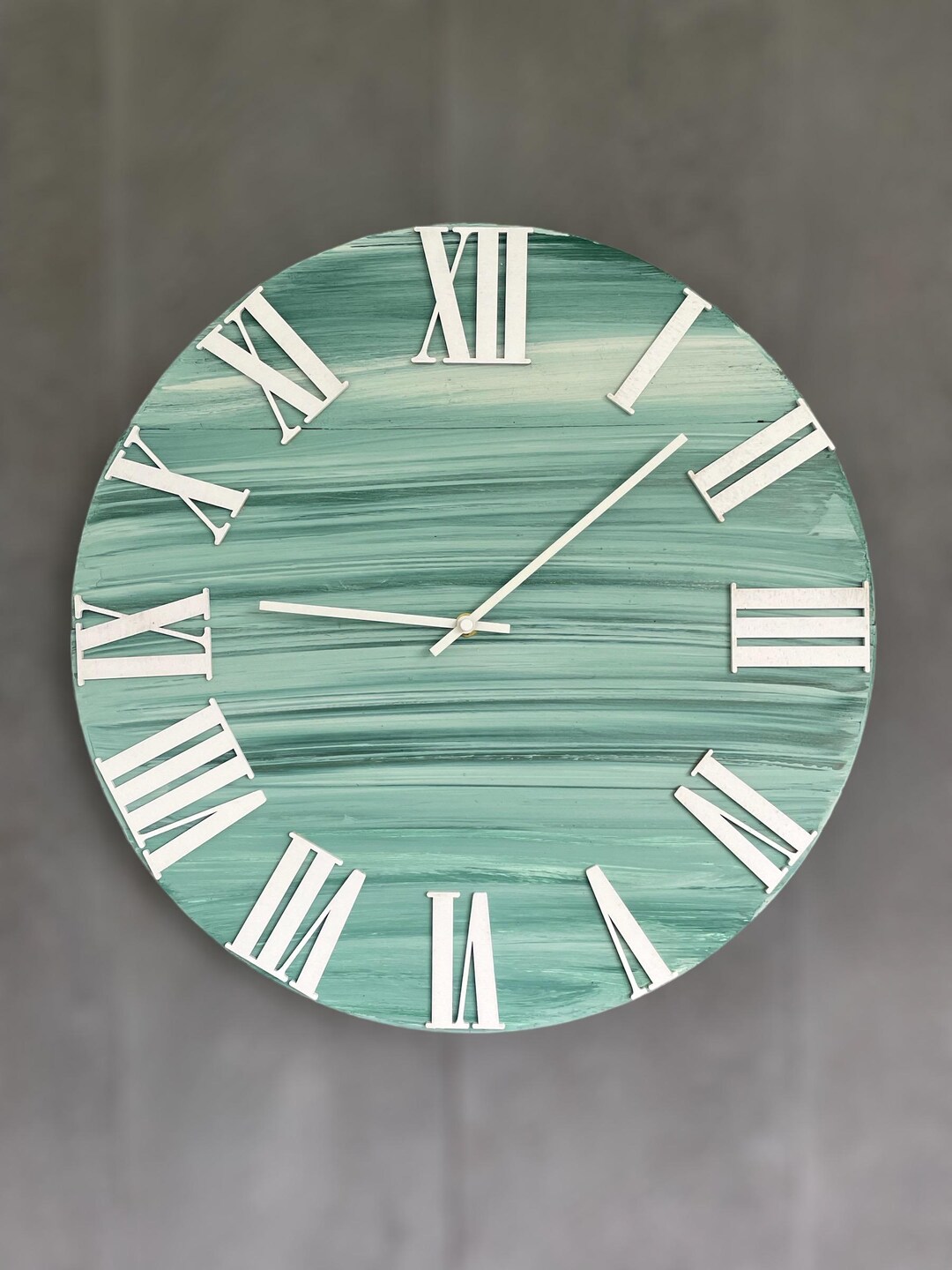 18 Inch Mint Green Farmhouse Wall Clock, Green Wall Clock, Roman ...
