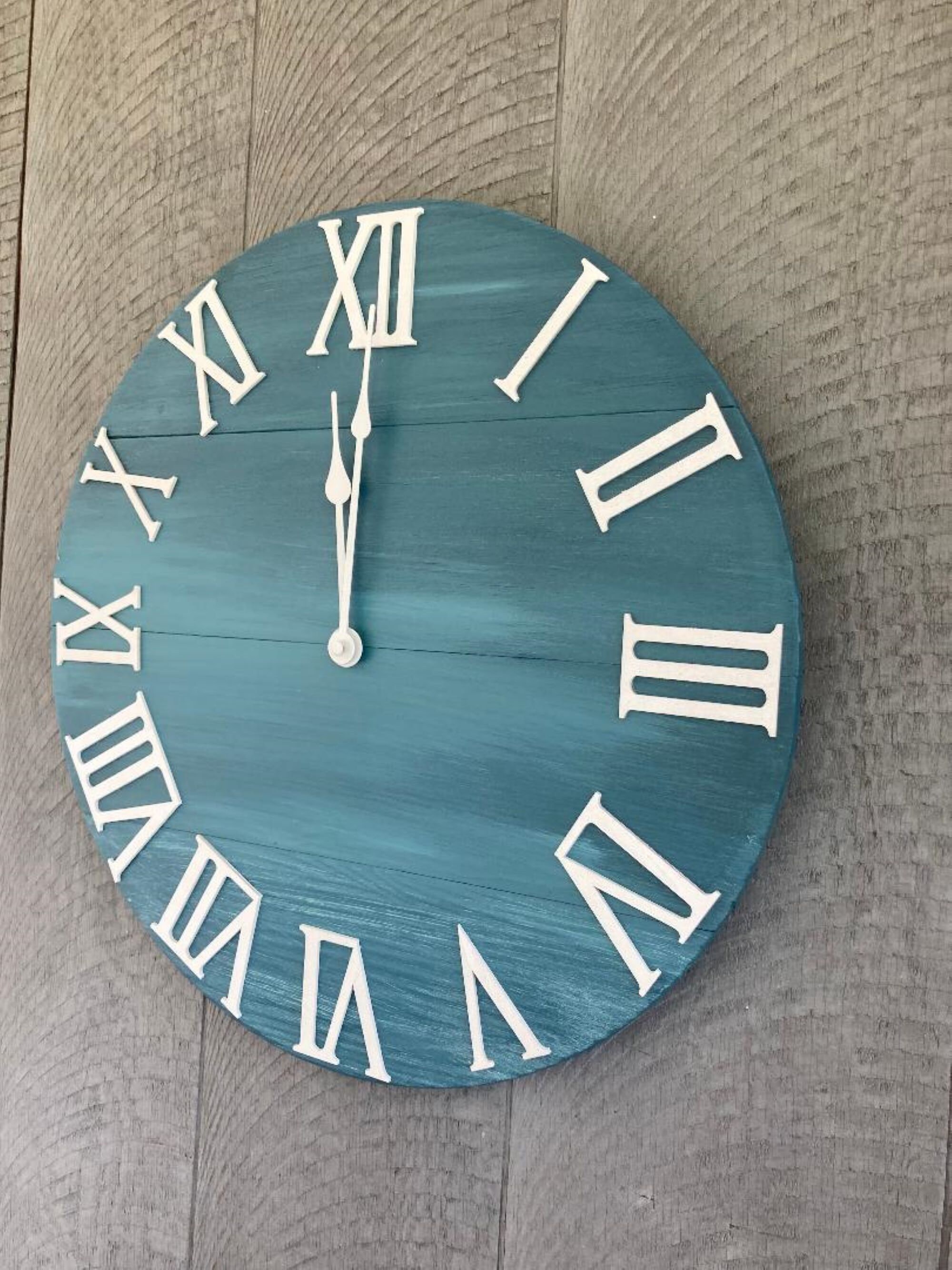 Blue Farmhouse Wall Clock, Blue Wall Clock, Roman Numeral Wall Clock ...