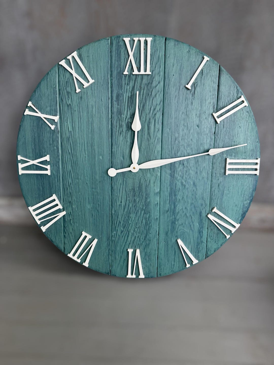 27 Inch Rustic Blue Farmhouse Barn Wood Clock, Large Blue Clock, Blue ...