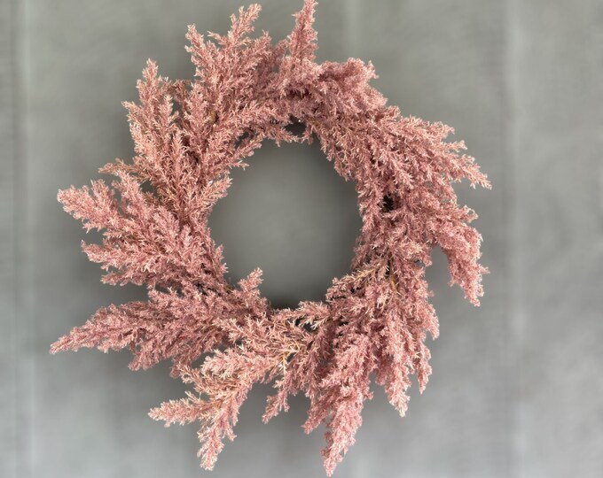 Pink Fall Wreath, Pink Wheat Wreath, Pink Pampas Grass Wreath, Perfect ...