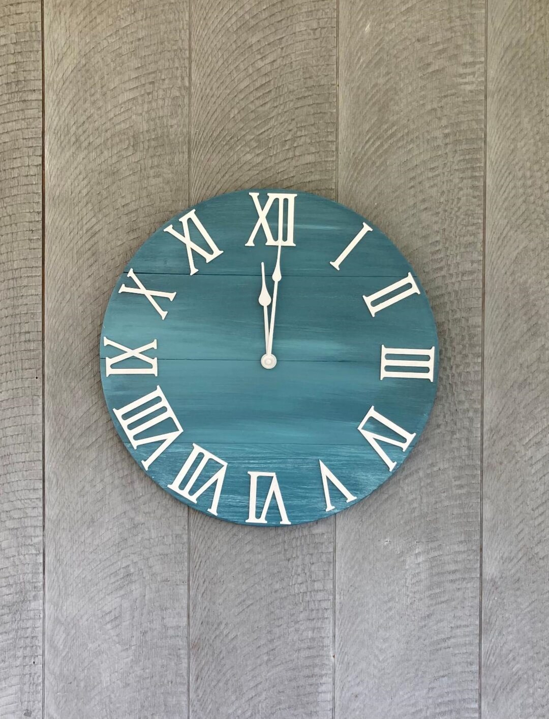 Blue Farmhouse Wall Clock, Blue Wall Clock, Roman Numeral Wall Clock ...