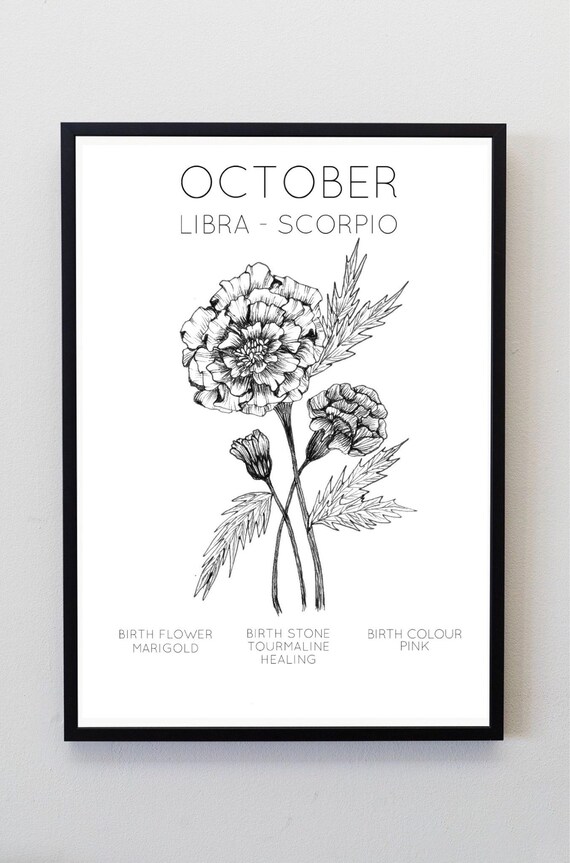 Zodiac Print. Horoscope Print. Birth Sign Print. October - Etsy UK