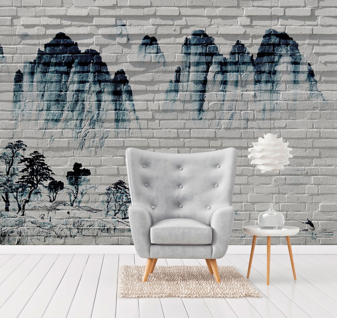 Photo Wallpaper | Brick Wall | Bricks | Mountains | Stone Wallpaper ...