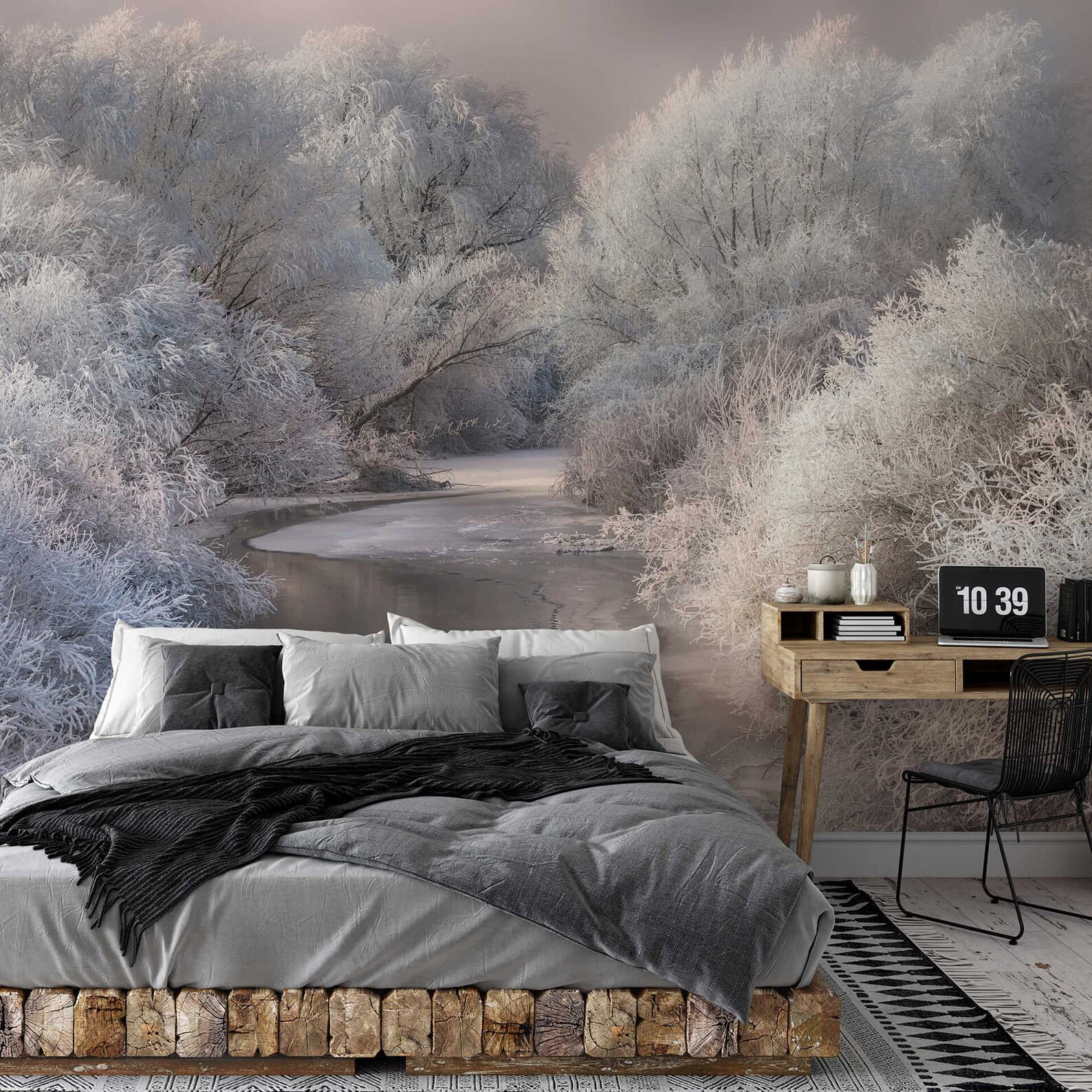 Designwalls Frozen Forrest White Grau Lake Forest Tree - Etsy
