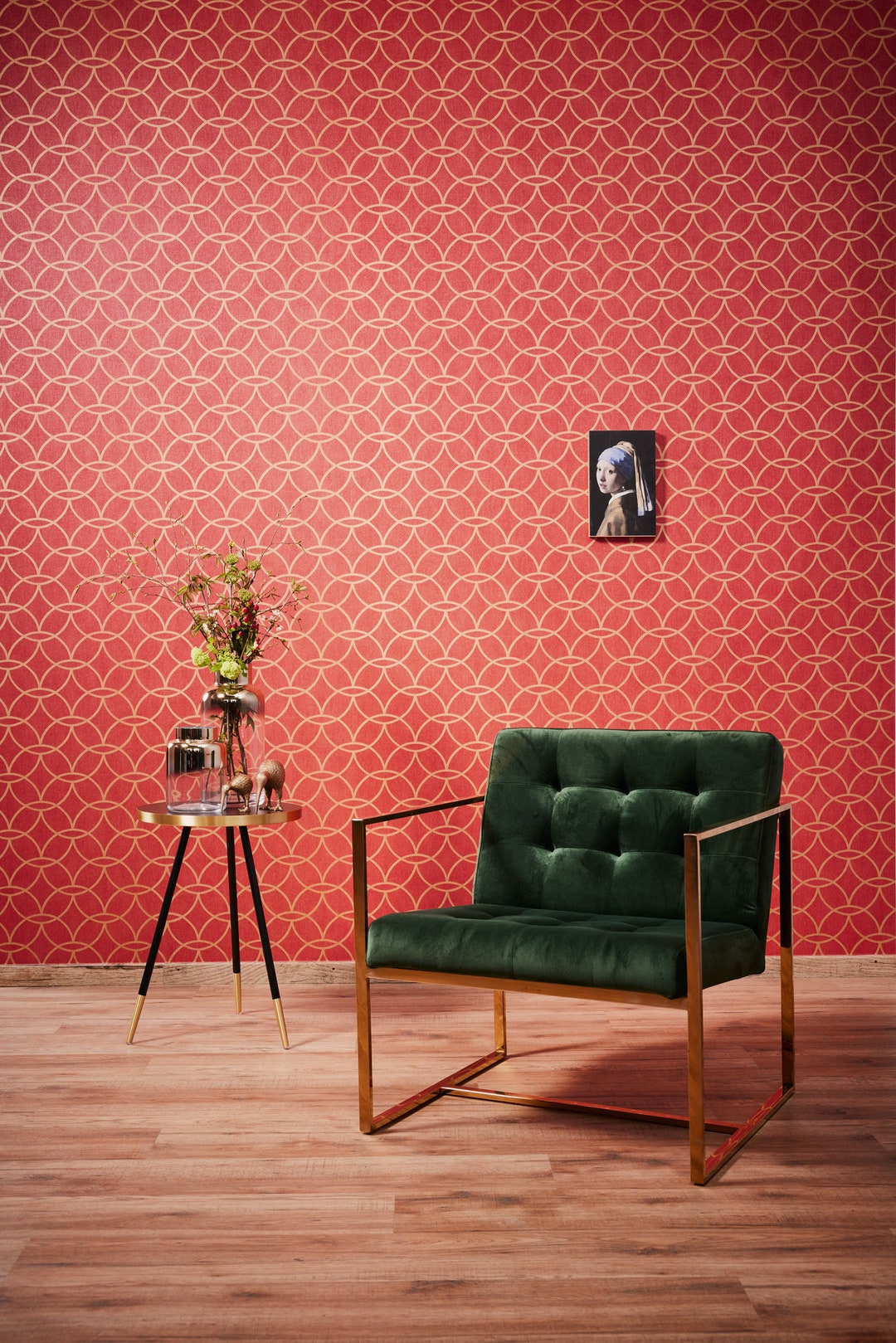 Geometric Wallpaper Red Gold | Design Wallpaper Modern Pattern ...