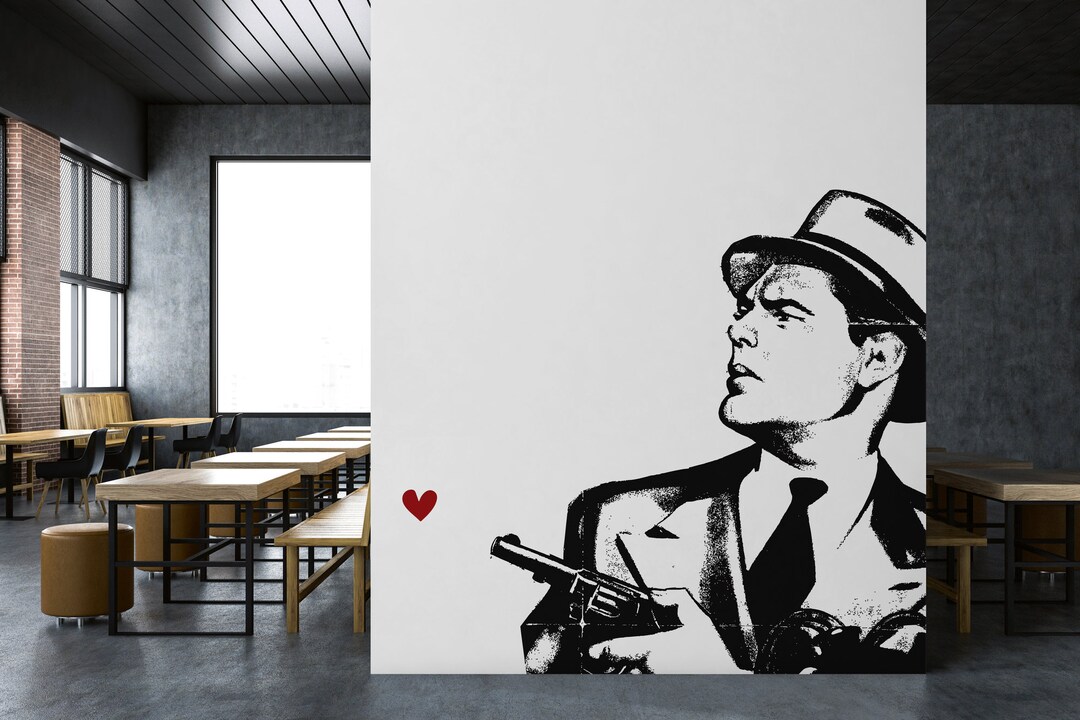 Mural Modern Black White Red Wallpaper Modern Heart Man Bedroom ...